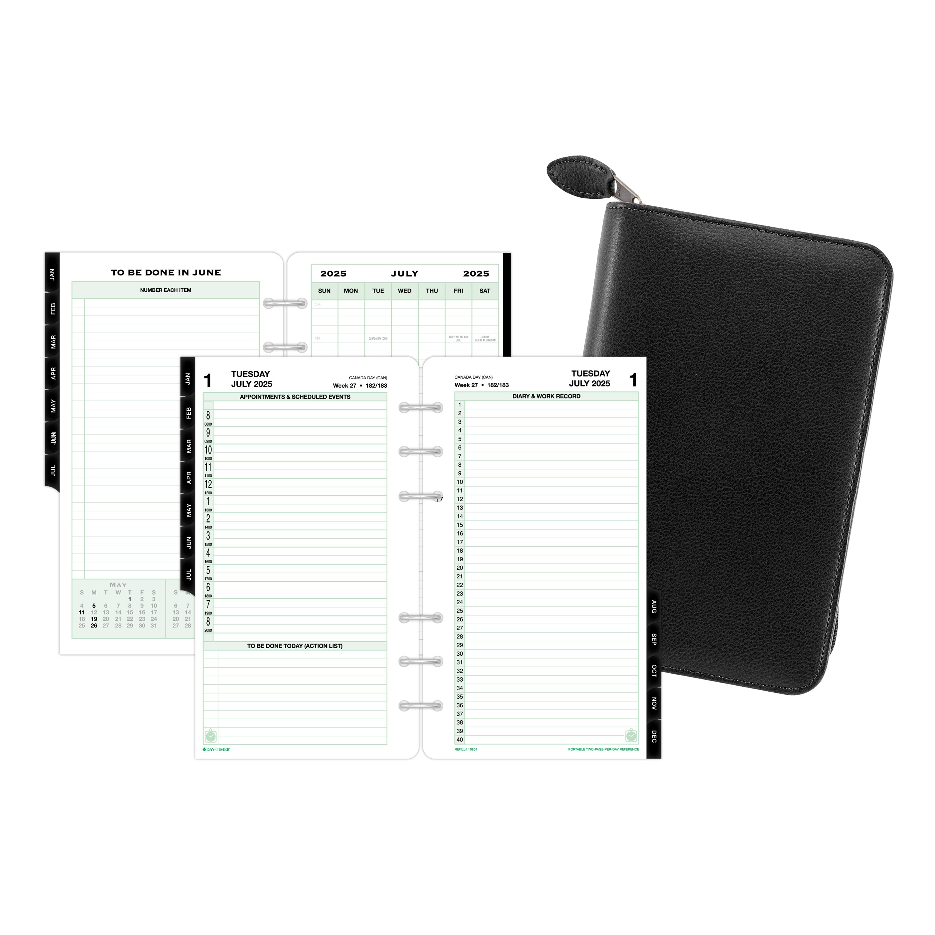 Day-Timer Two Page Per Day Armorhide Leather Planning Bundle, Portable ...