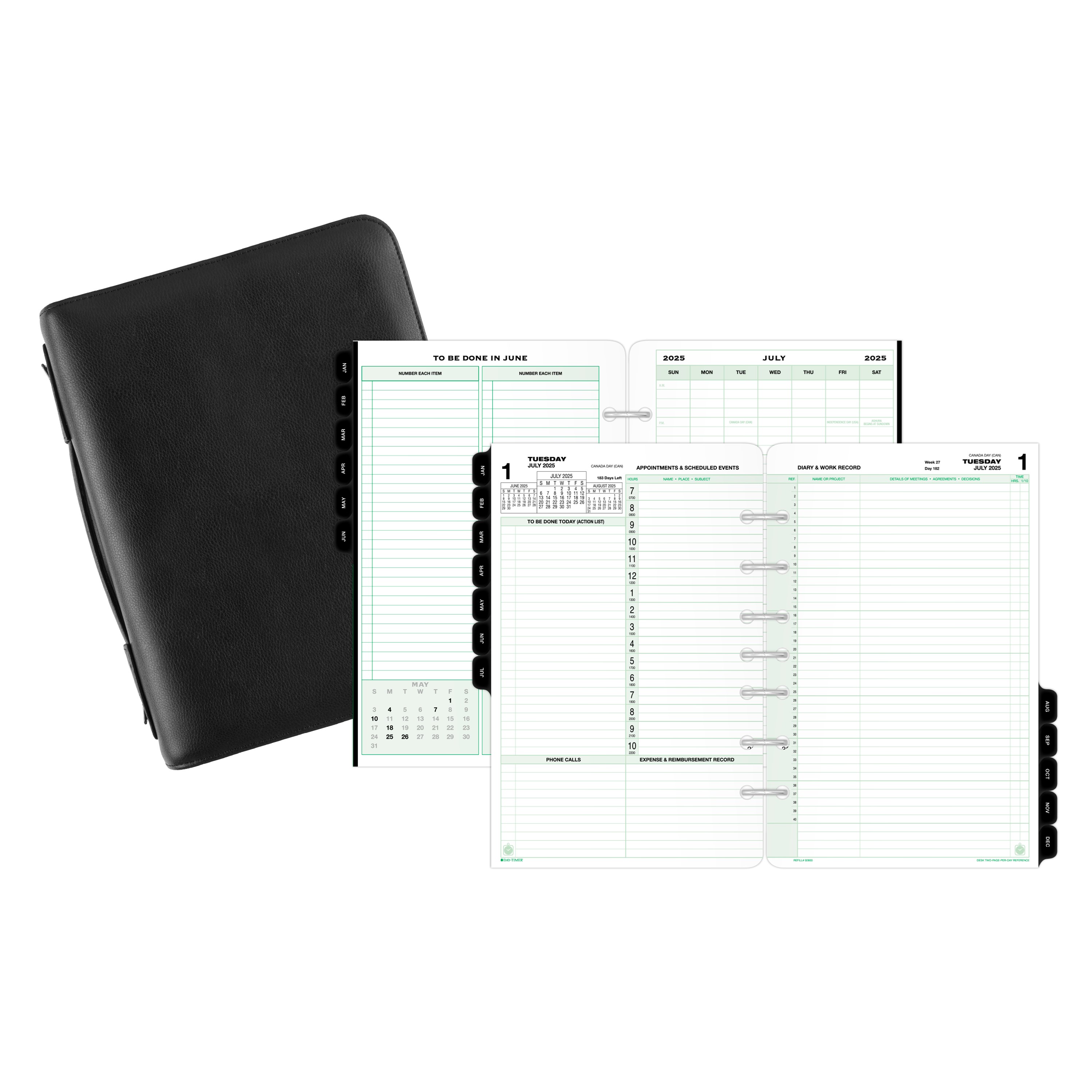 Day-Timer® Two Page Per Day Reference Armorhide Leather Planning Bundle ...