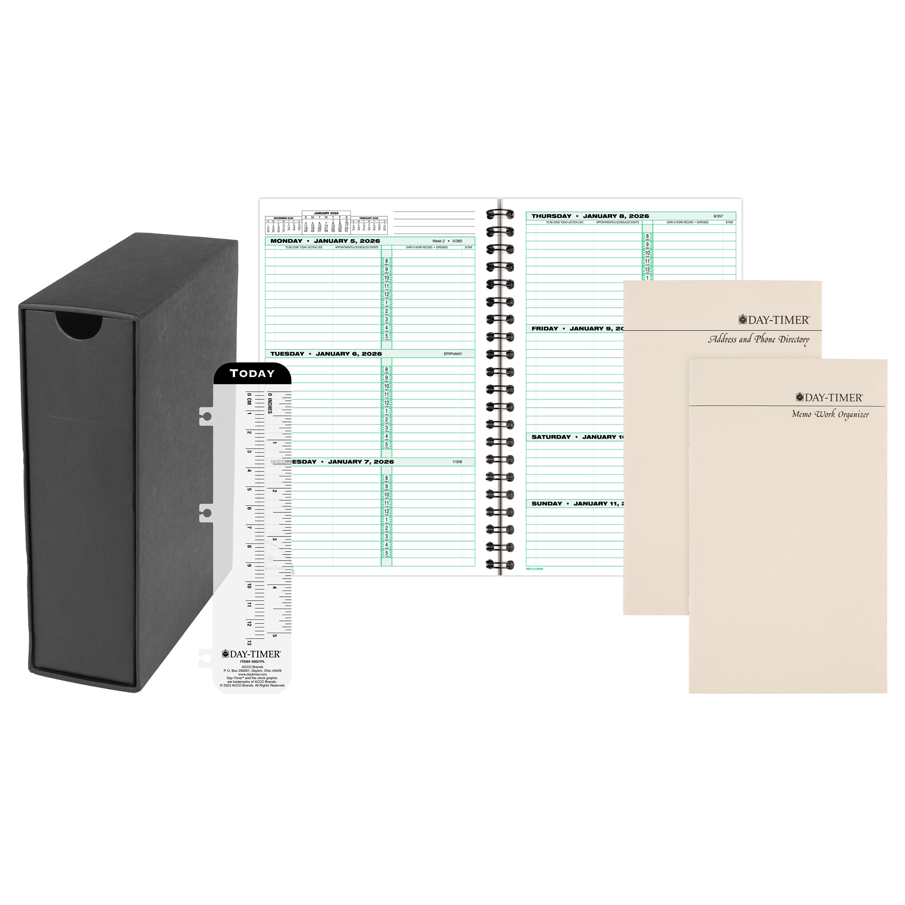 Day-Timer® 2026 Two Page Per Week Planner Refill and Storage Bundle ...