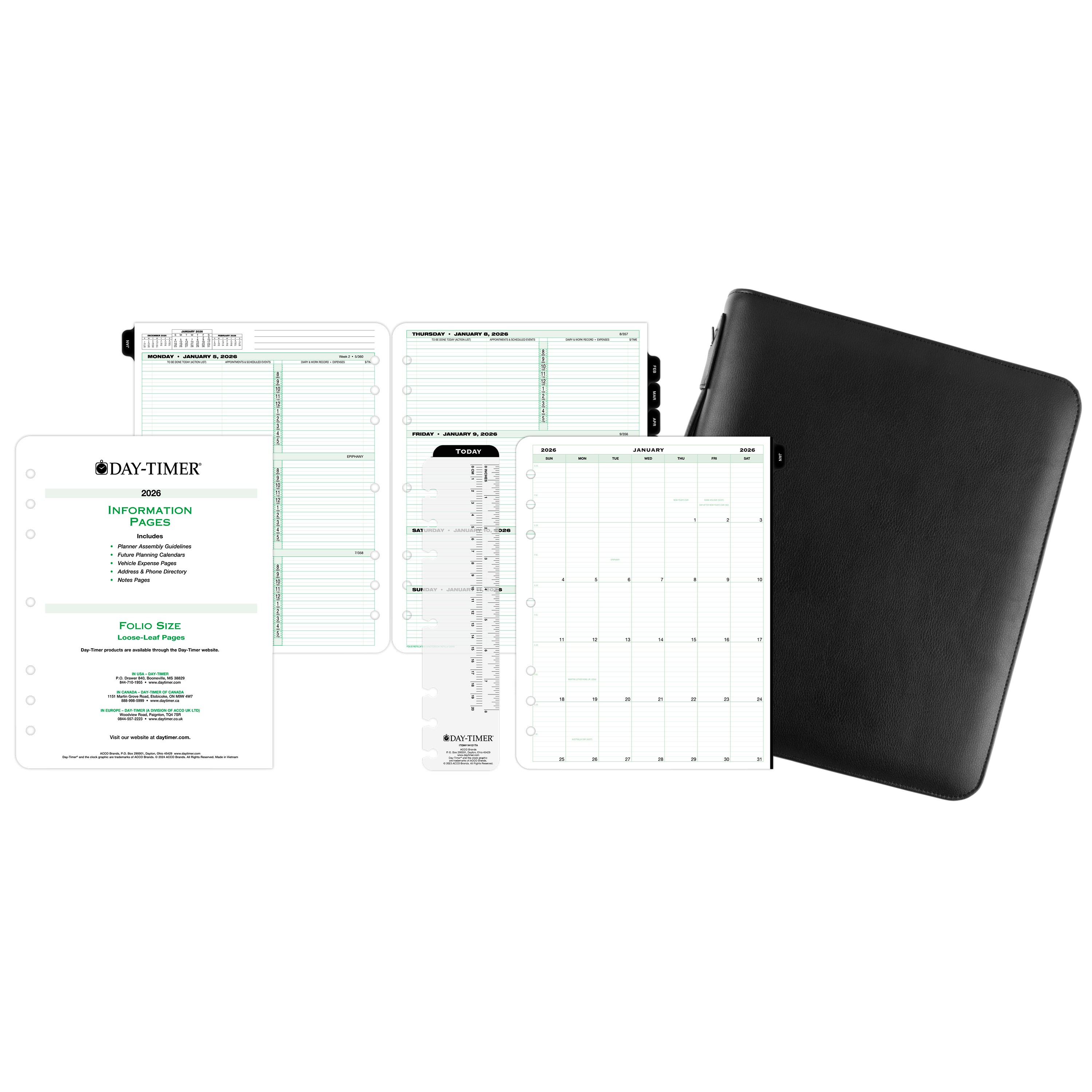 Day-Timer® 2026 Two Page Per Week Armorhide Leather Planning Bundle ...